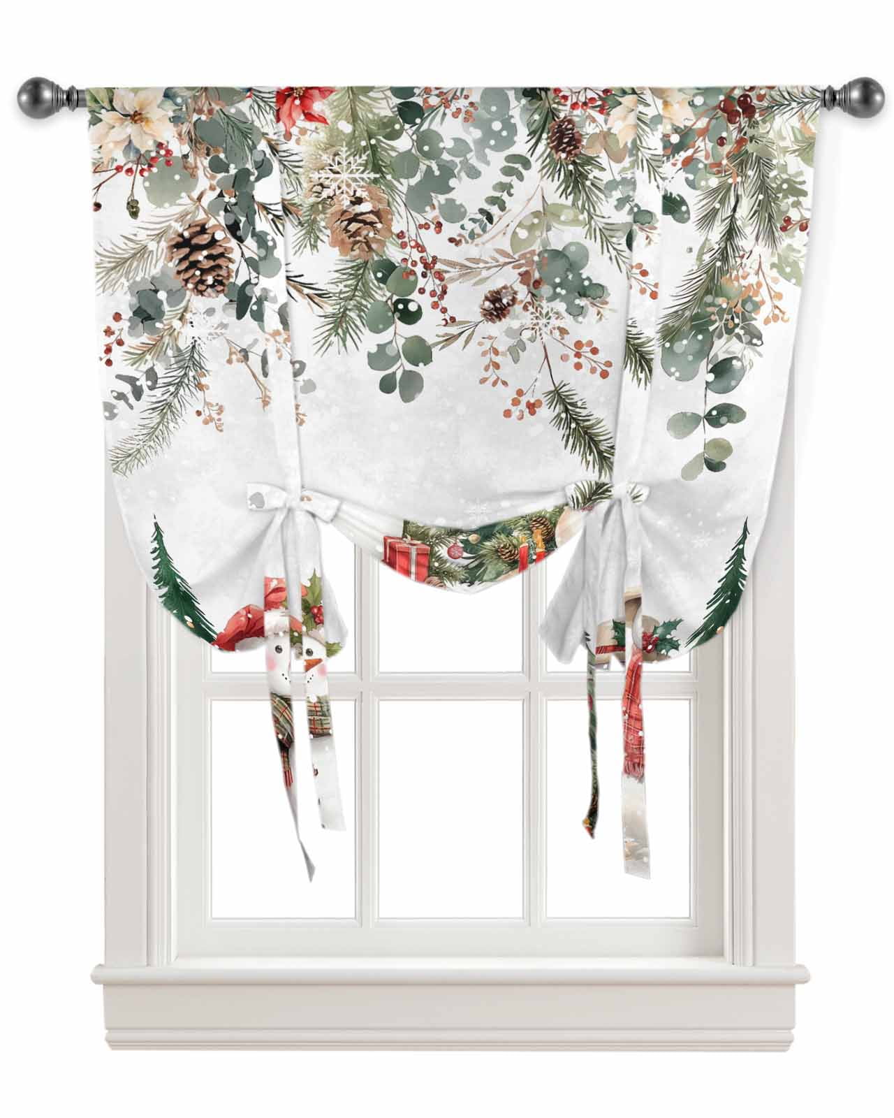 Christmas Snowman Tie Up Curtains for Kitchen Bathroom Bedroom Windows ...
