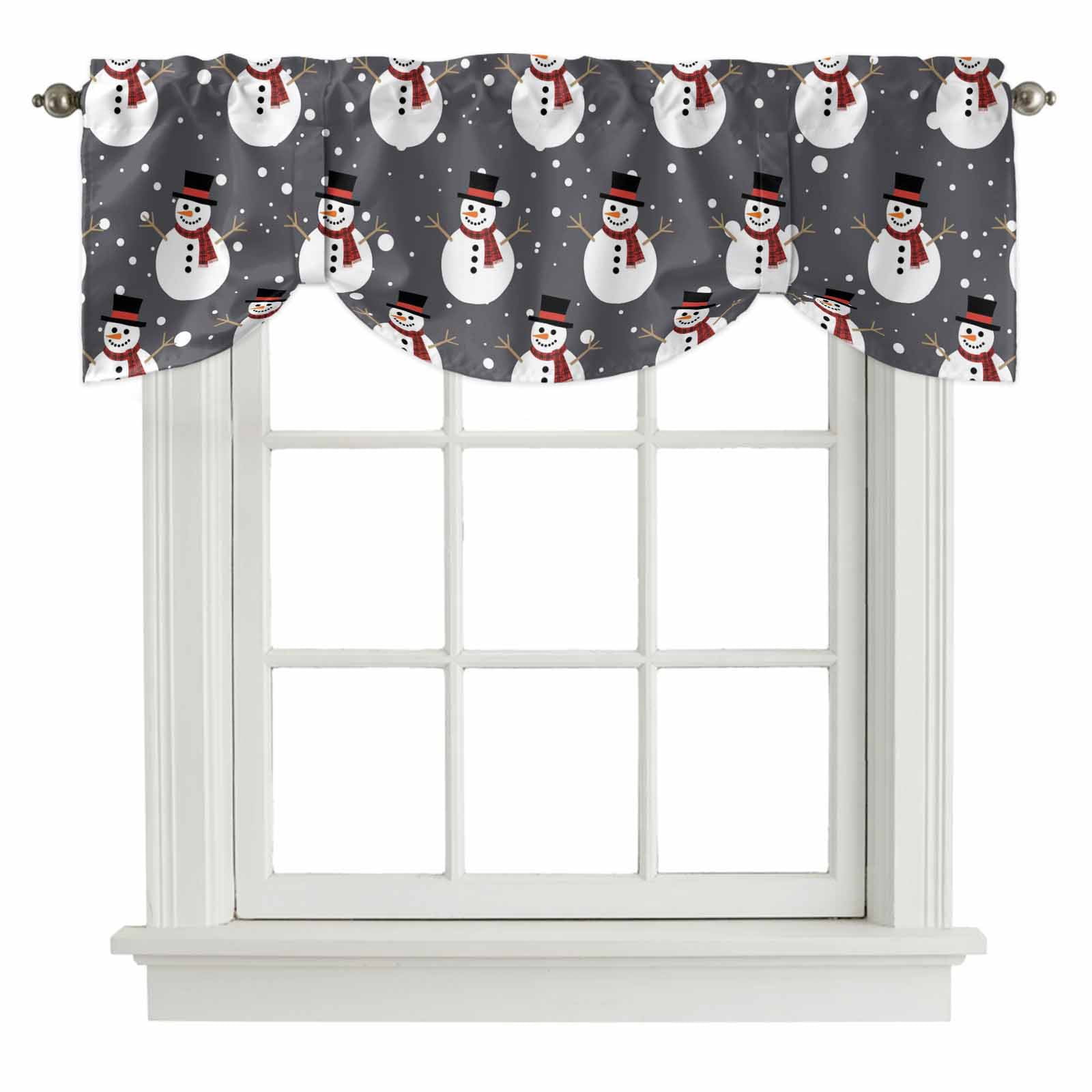 Christmas Snowman Tie Up Valance Curtains for Windows, Kitchen Curtains ...