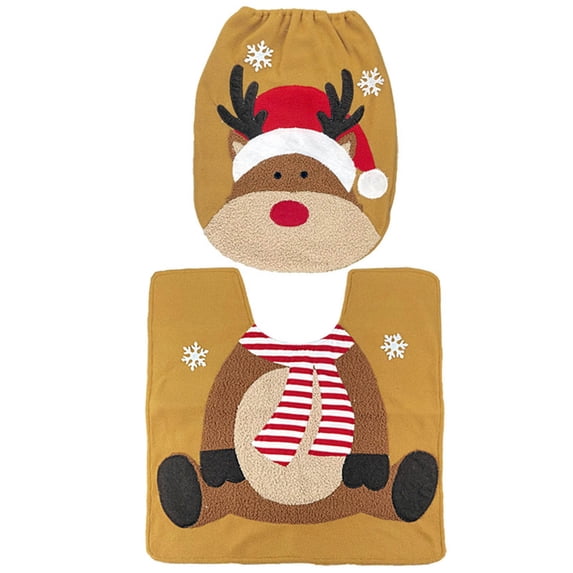 Christmas Snowman Toilet Seat Cover Bath Mat Lid Cover Bathroom Rug Lid ...