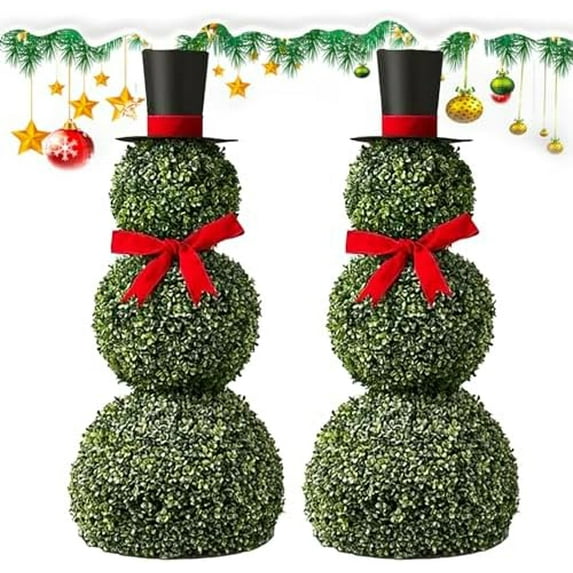 Christmas Snowman Topiary, 2026 New 32'' Artificial Plants Snowman ...