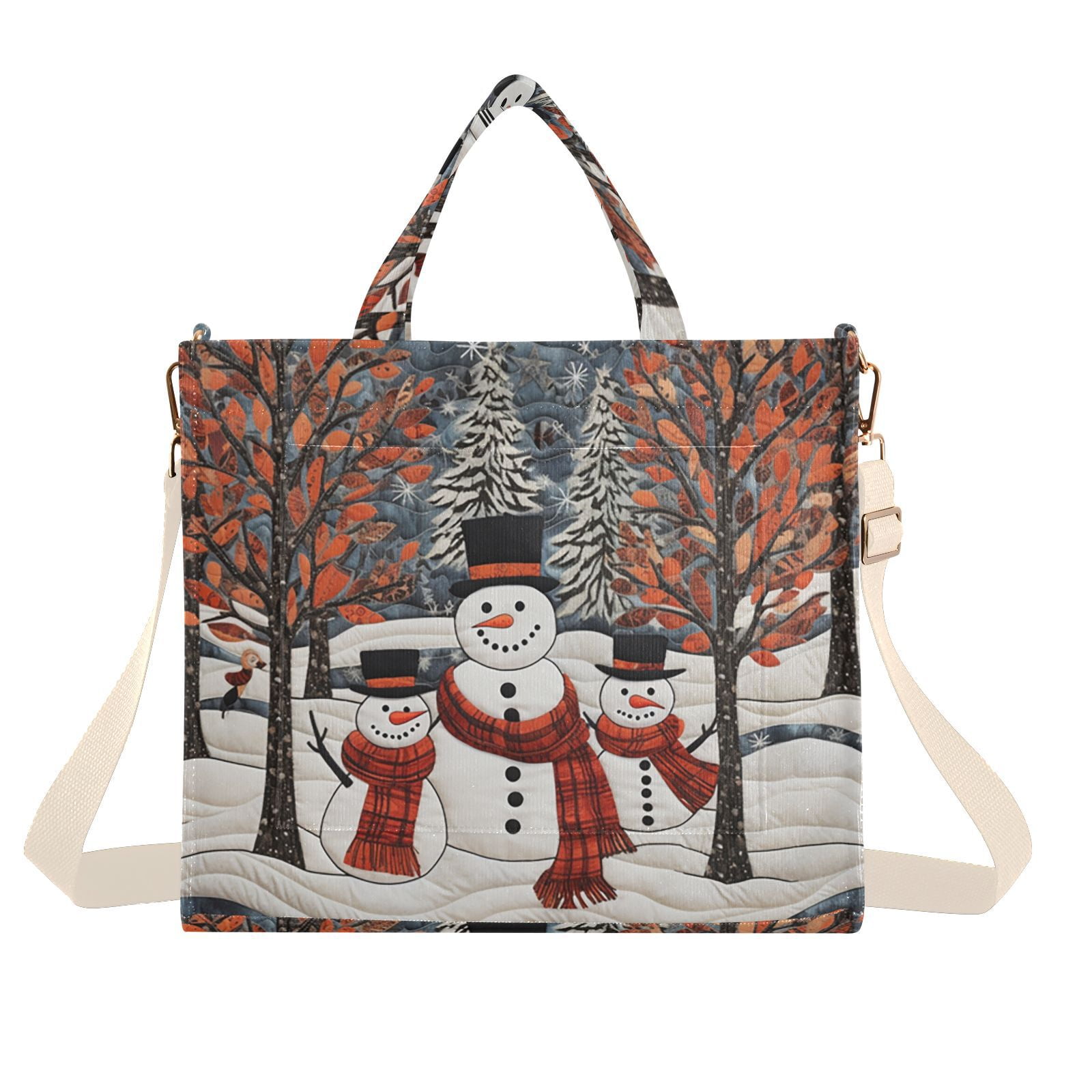 Christmas Snowman Trees Corduroy Tote Bag Handbag Large Messenger Bag ...