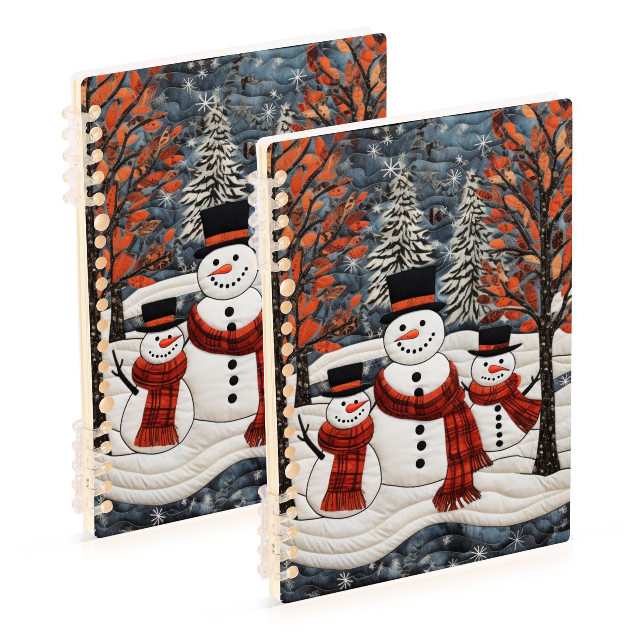 Christmas Snowman Trees Ring Binder Notebook Journey Note Diary College ...