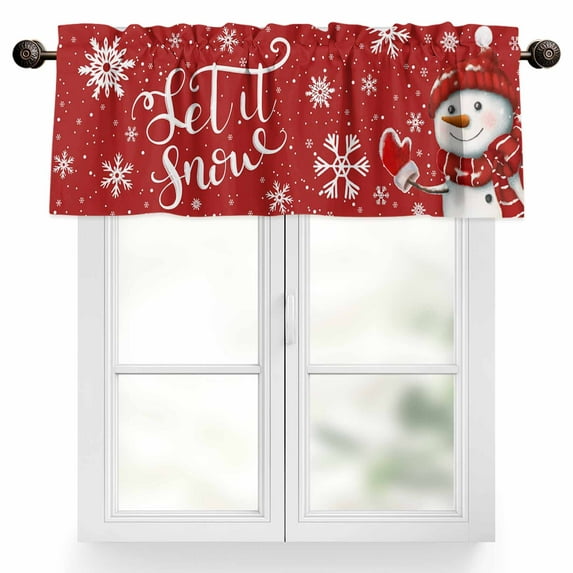Christmas Snowman Valances for Windows, 42 x 12in, Winter Showflake Red ...