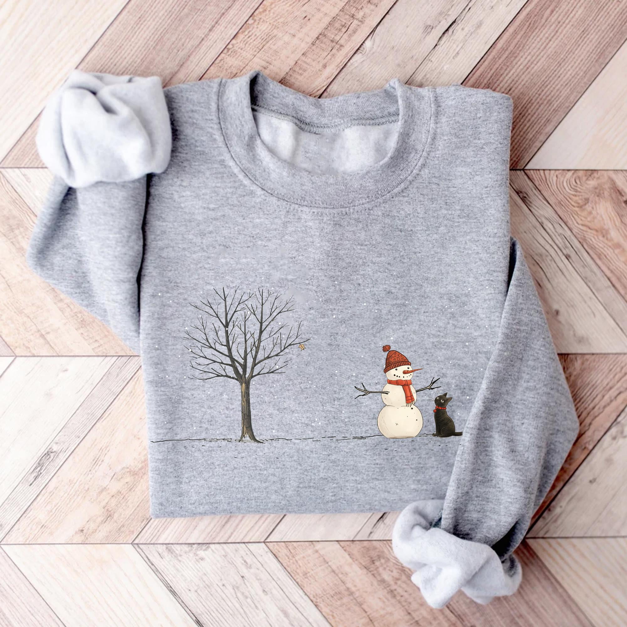 Christmas Snowman and Cat Shirt, Cute Christmas Shirt, Cat Christmas ...