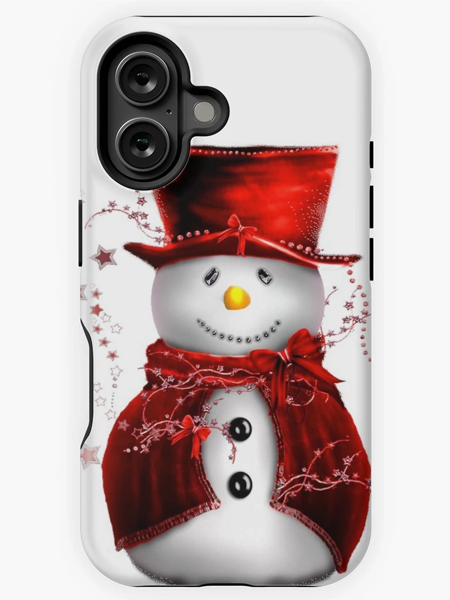 Christmas Snowman in Red Velvet Holiday Phone Case for iPhone 11 to 16 ...