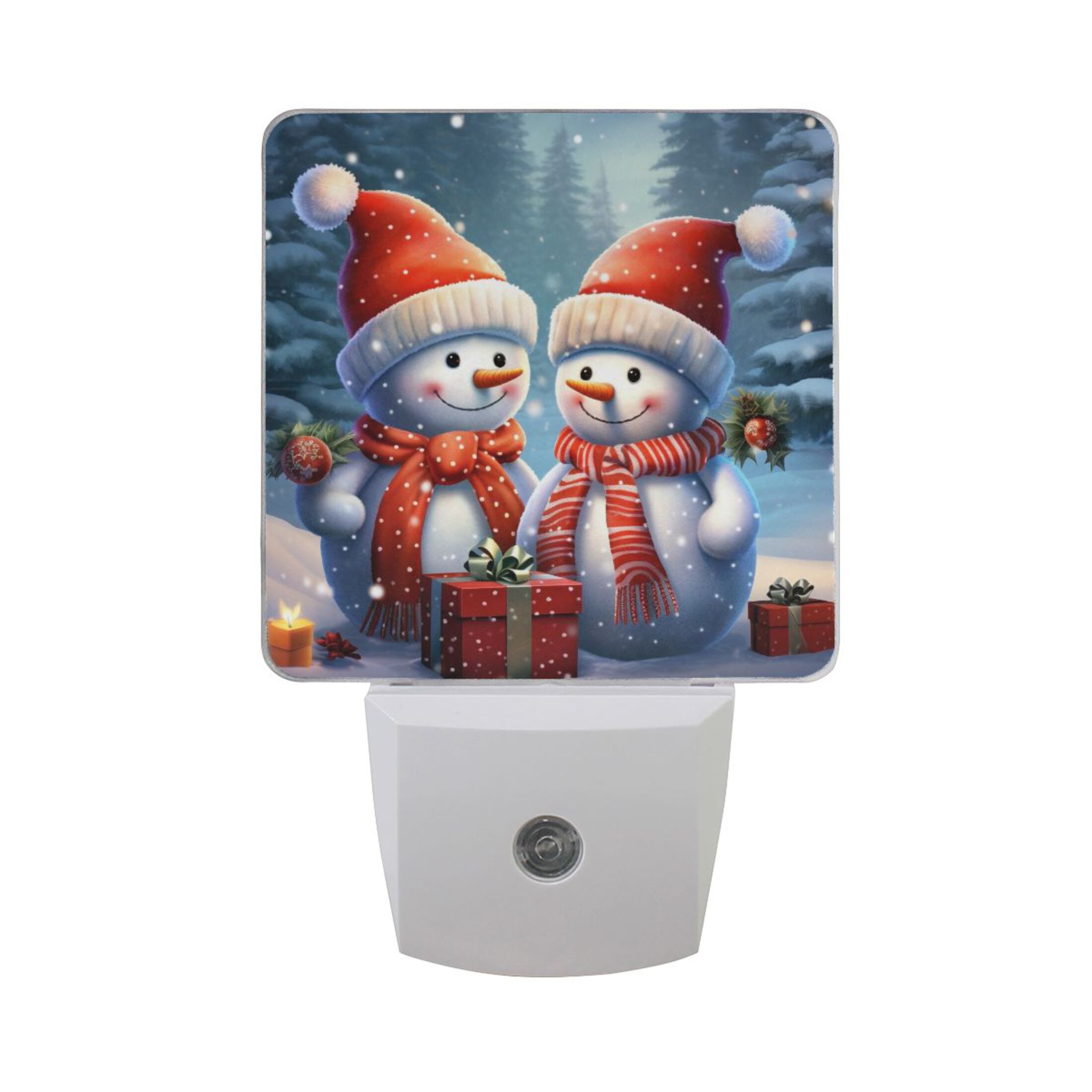 Christmas Snowmans in Winter Night Light LED Dusk to Dawn Auto Sensor Night Lamp Plug-in ...