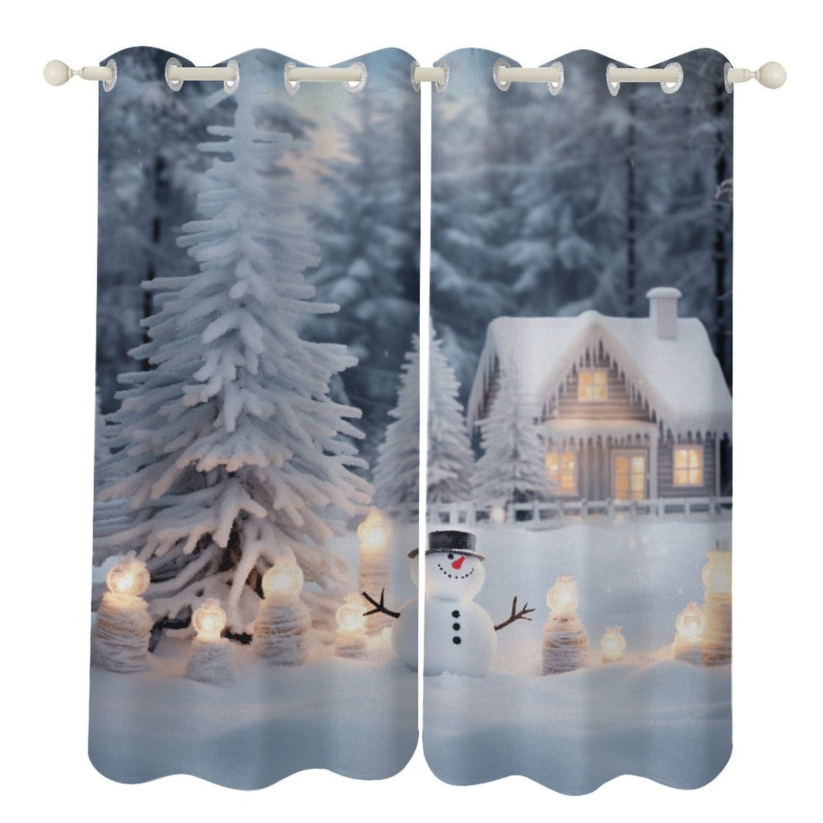 Christmas Snowmen 2 Panel Curtain Set, Watercolor Painting Window ...