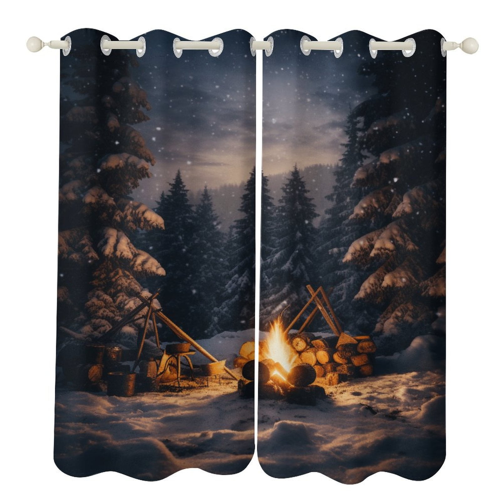 Christmas Snowmen Curtains Aesthetic Envrionmental Friendly Picture ...