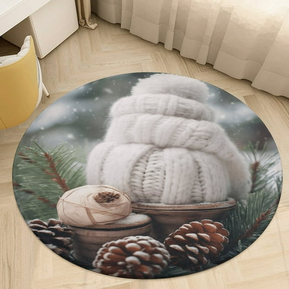 Christmas Snowmen Round Rugs -Washable Non-Slip Small Round Area Rug ...