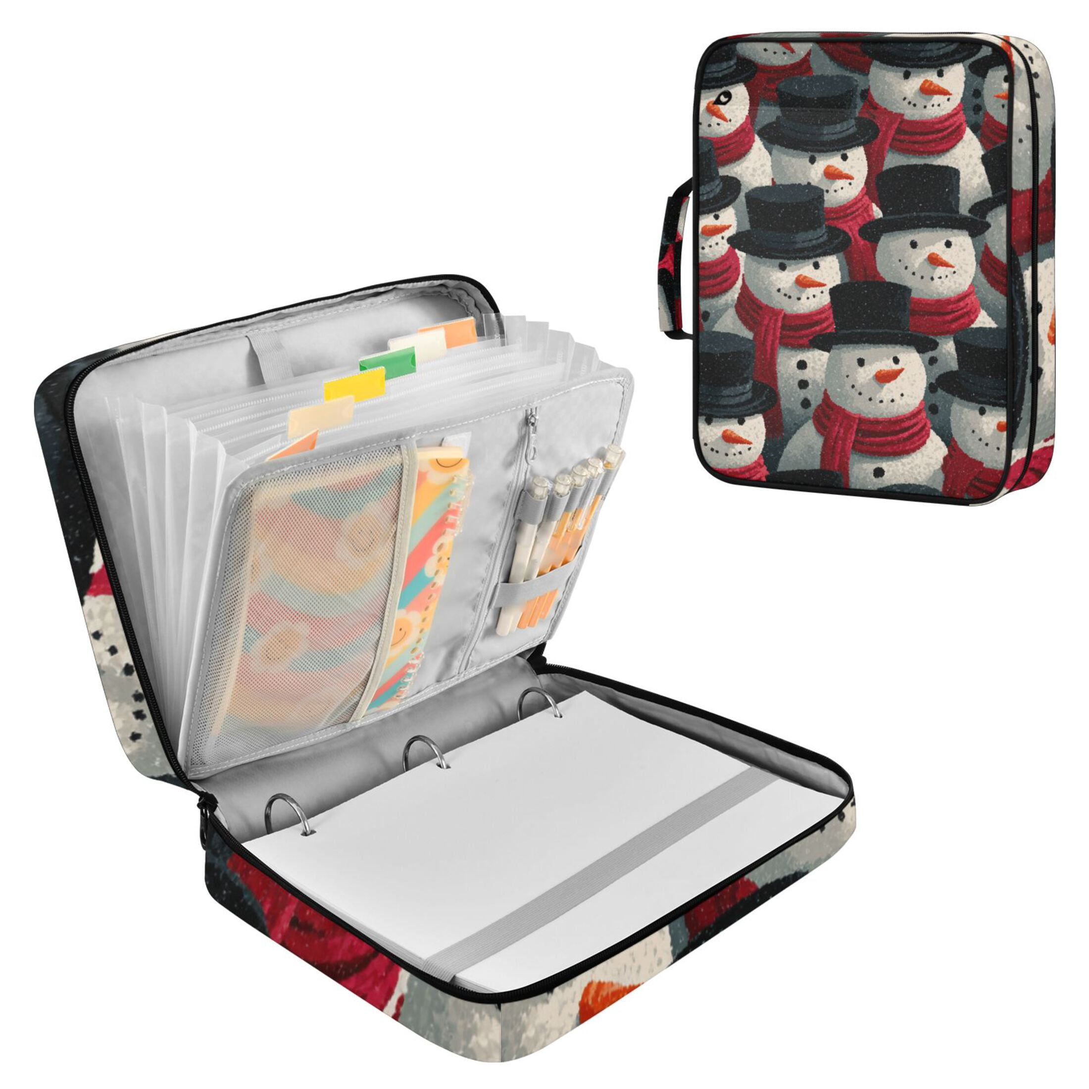 Christmas Snowmen with Red Scarf Black Hats Accordion File Organizer ...