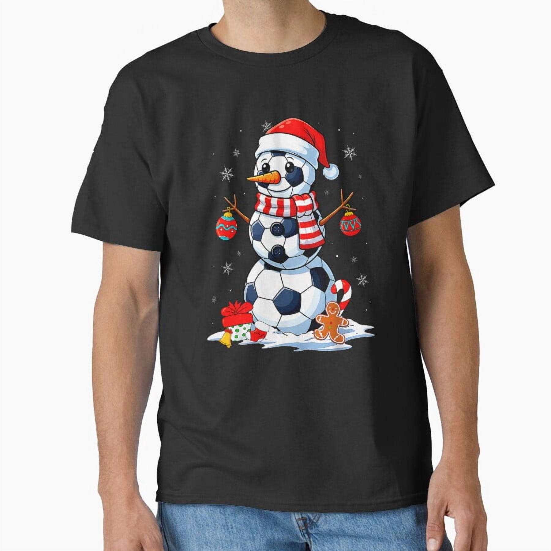 Christmas Soccer Balls Funny Snowman Holiday Sports H2281 T-Shirt, for ...