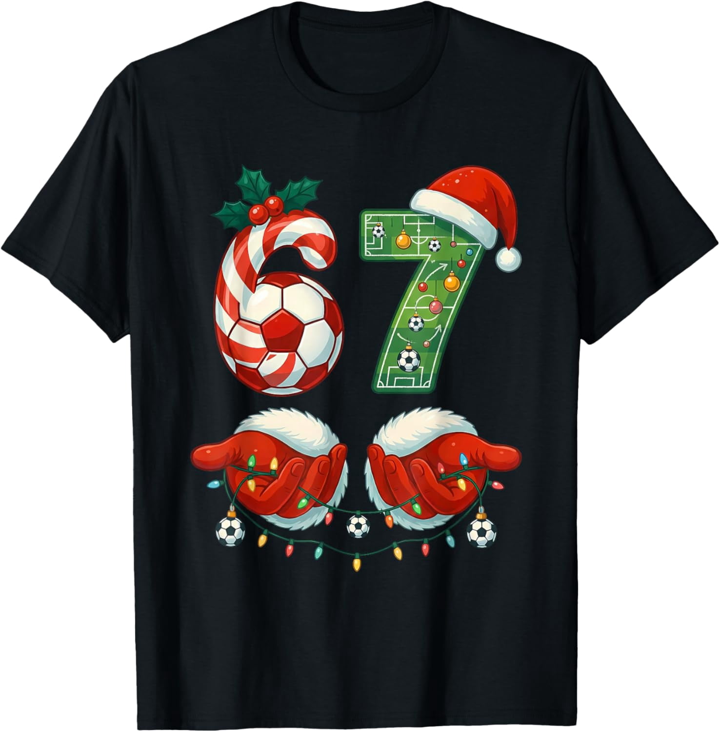 Christmas Soccer Drip Number 67 Boys Soccer Player 67 T-Shirt- American ...