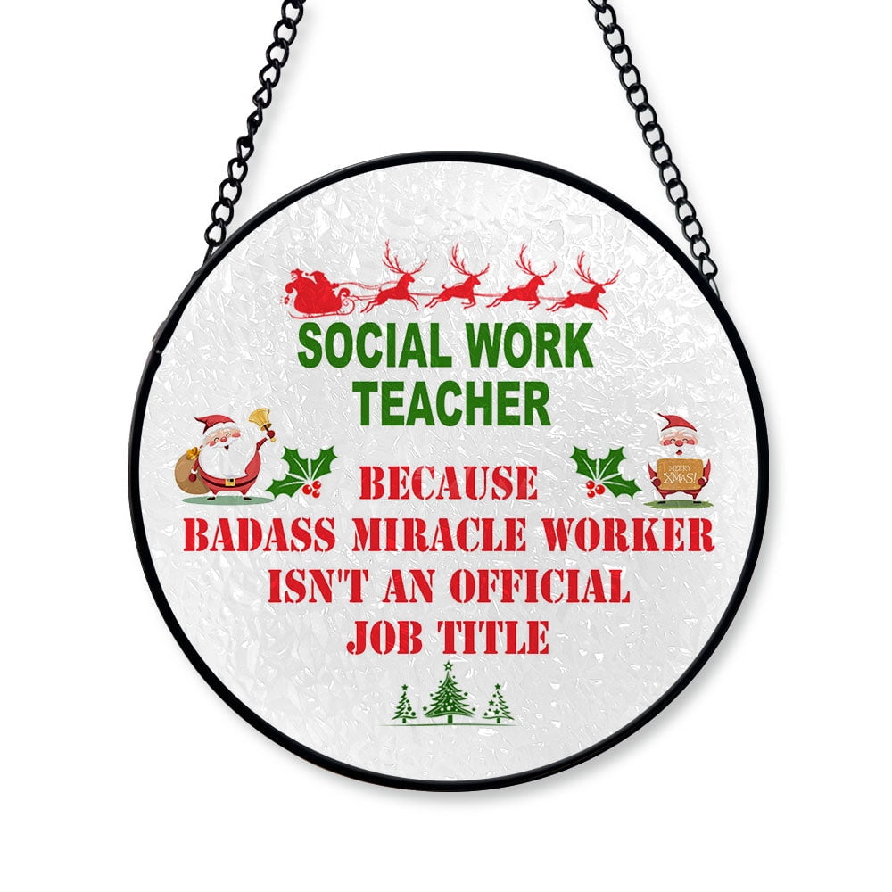 Christmas Social Work Teacher Stained Glass Window Hanging 2025, Social ...