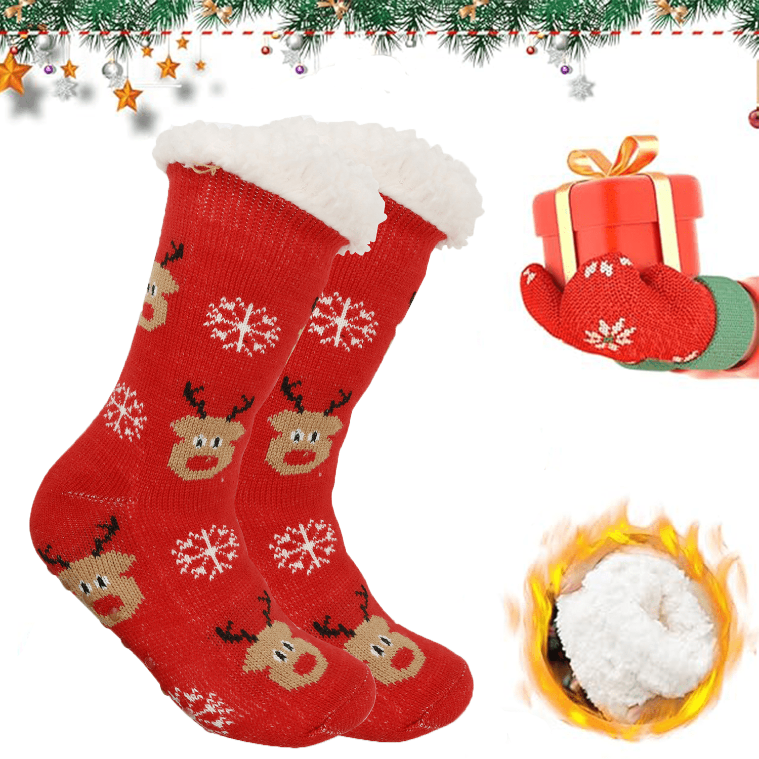 Christmas Sock Slippers for Women Non Slip Socks House Socks Indoor ...