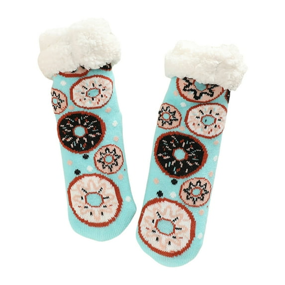 Christmas Socks Women Fuzzy Non-Slip Grips Cozy Holiday Indoor Slipper ...