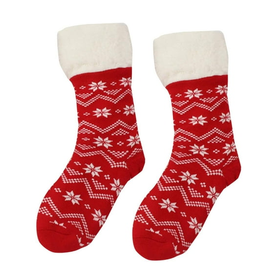 Christmas Socks Women Fuzzy Warm Reindeer Print Sleeping Floor Socks ...