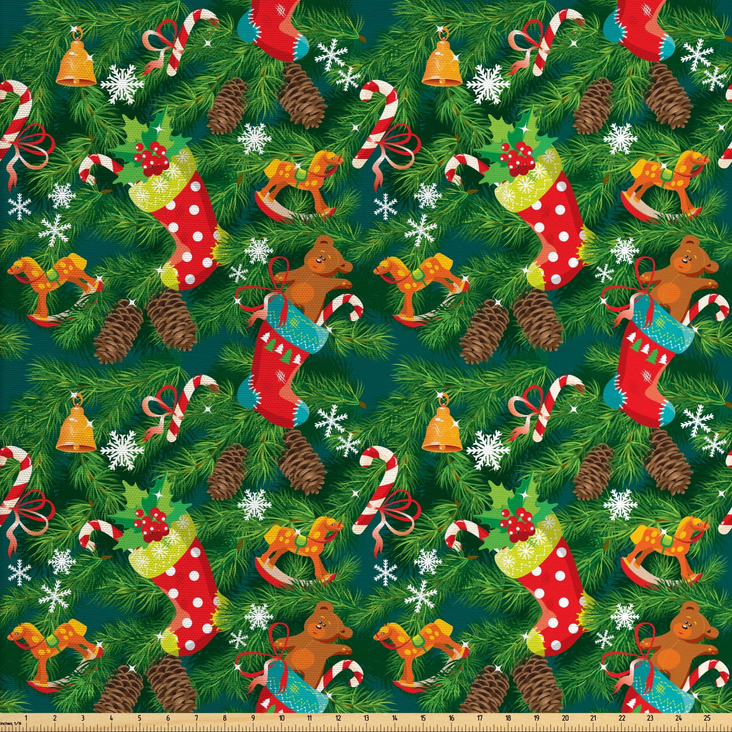 Ambesonne Christmas Fabric by the Yard Upholstery, Xmas Accessories ...