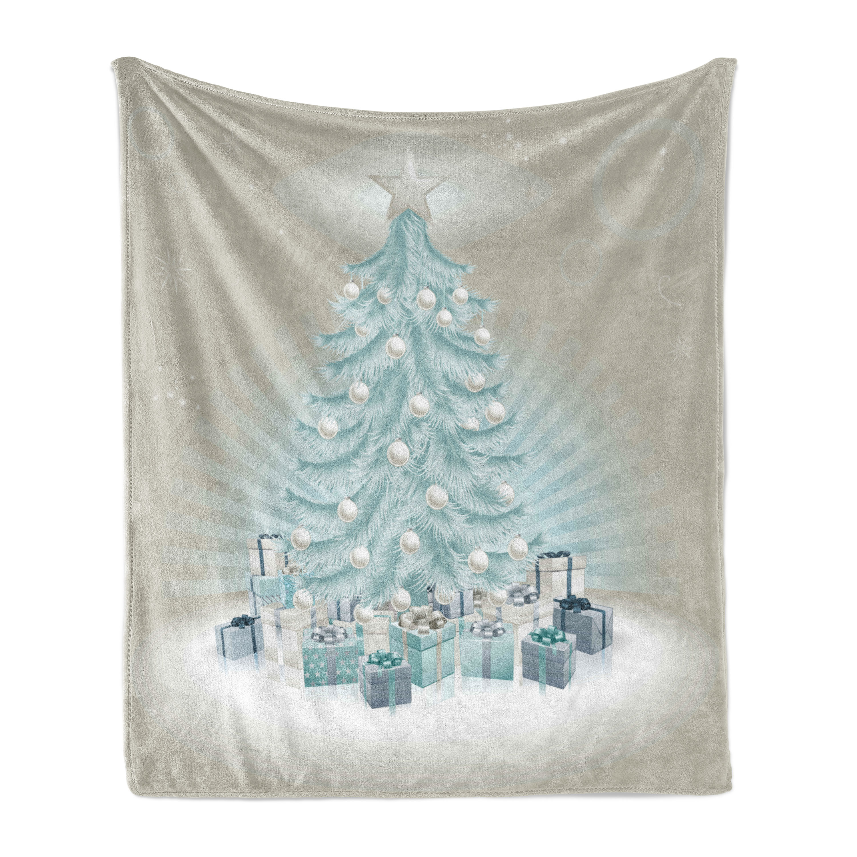 Christmas Soft Flannel Fleece Throw Blanket, Merry Xmas Themed Fir Tree ...
