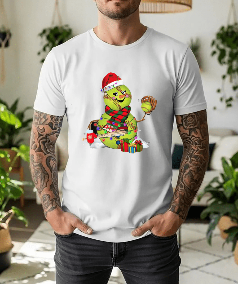 Christmas Softball Father Christmas Snowman Playing Funny Sports ...