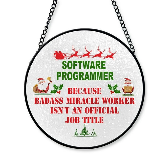 Christmas Software Programmer Stained Glass Window Hanging 2025, Software Programmer Sun Catcher ...