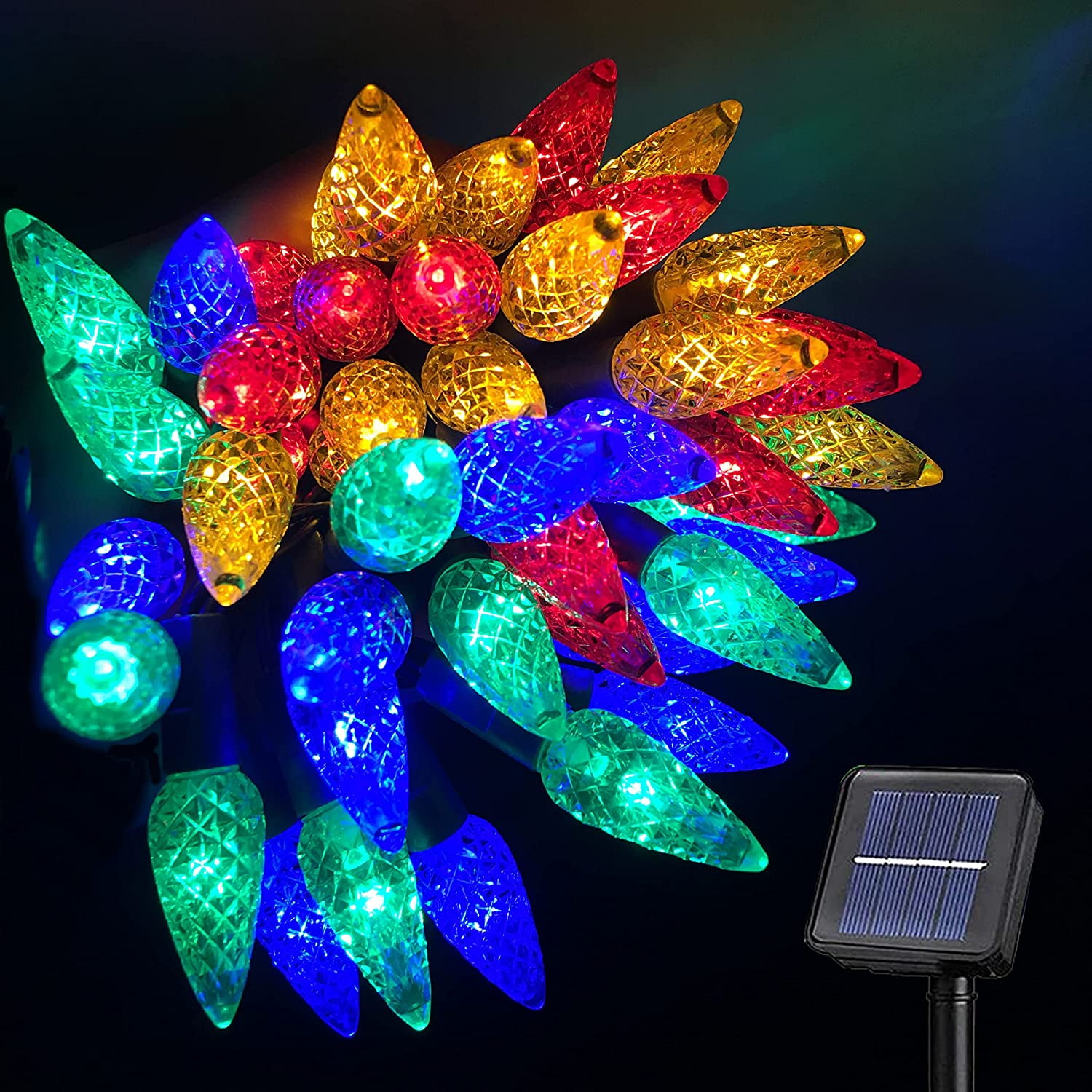 Christmas Solar C6 String Lights, 17ft 50LEDs Strawberry String Lights ...