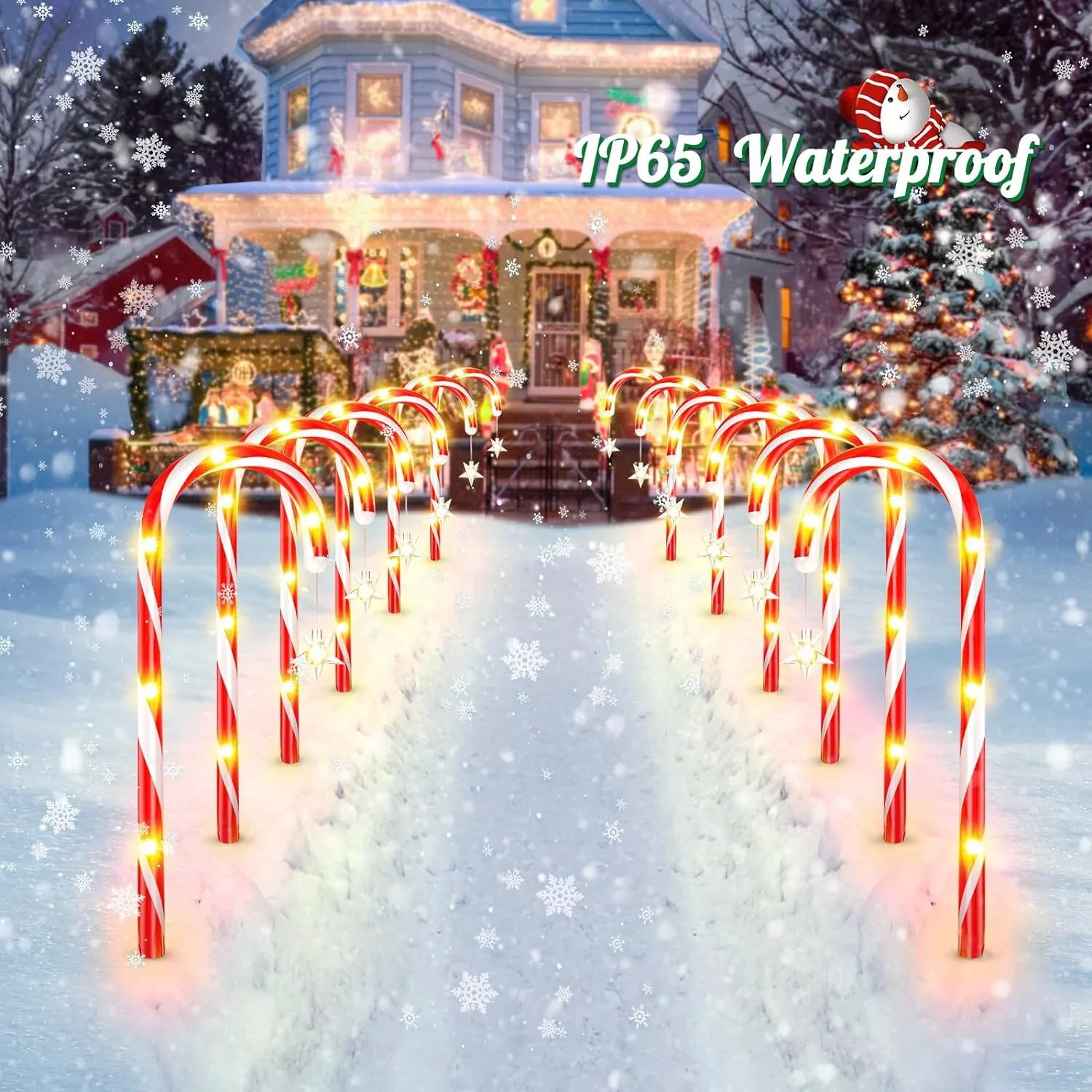Christmas Solar Candy Cane Lights Outdoor Pathway, Candy Cane Christmas ...