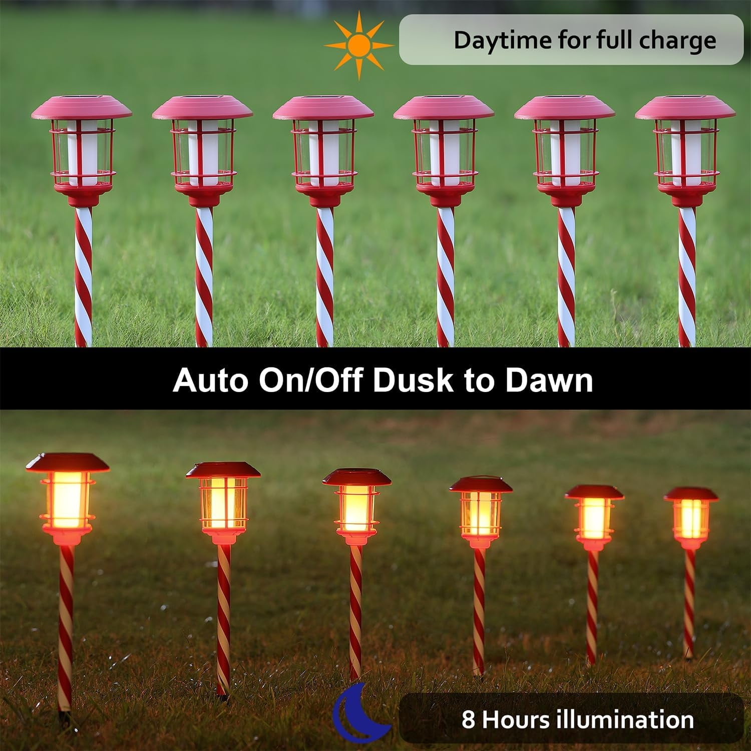 Christmas Solar Garden Lights 6-Pack, Outdoor Flickering Flame Torch ...