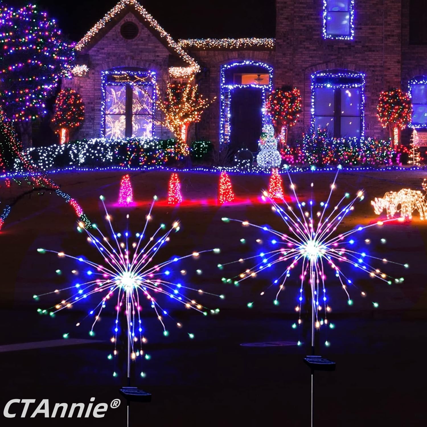 CTAnnie Christmas Solar Garden Lights, Waterproof, 120 LED, Firework ...
