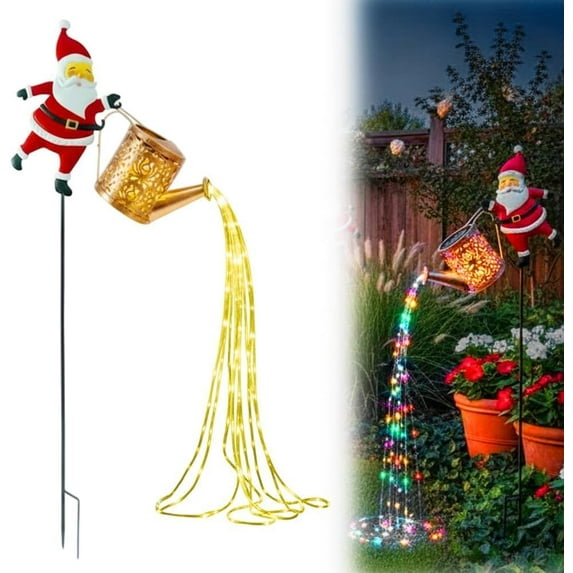 Christmas Solar Kettle Lights, Santa Solar Kettle Lights Outdoor ...