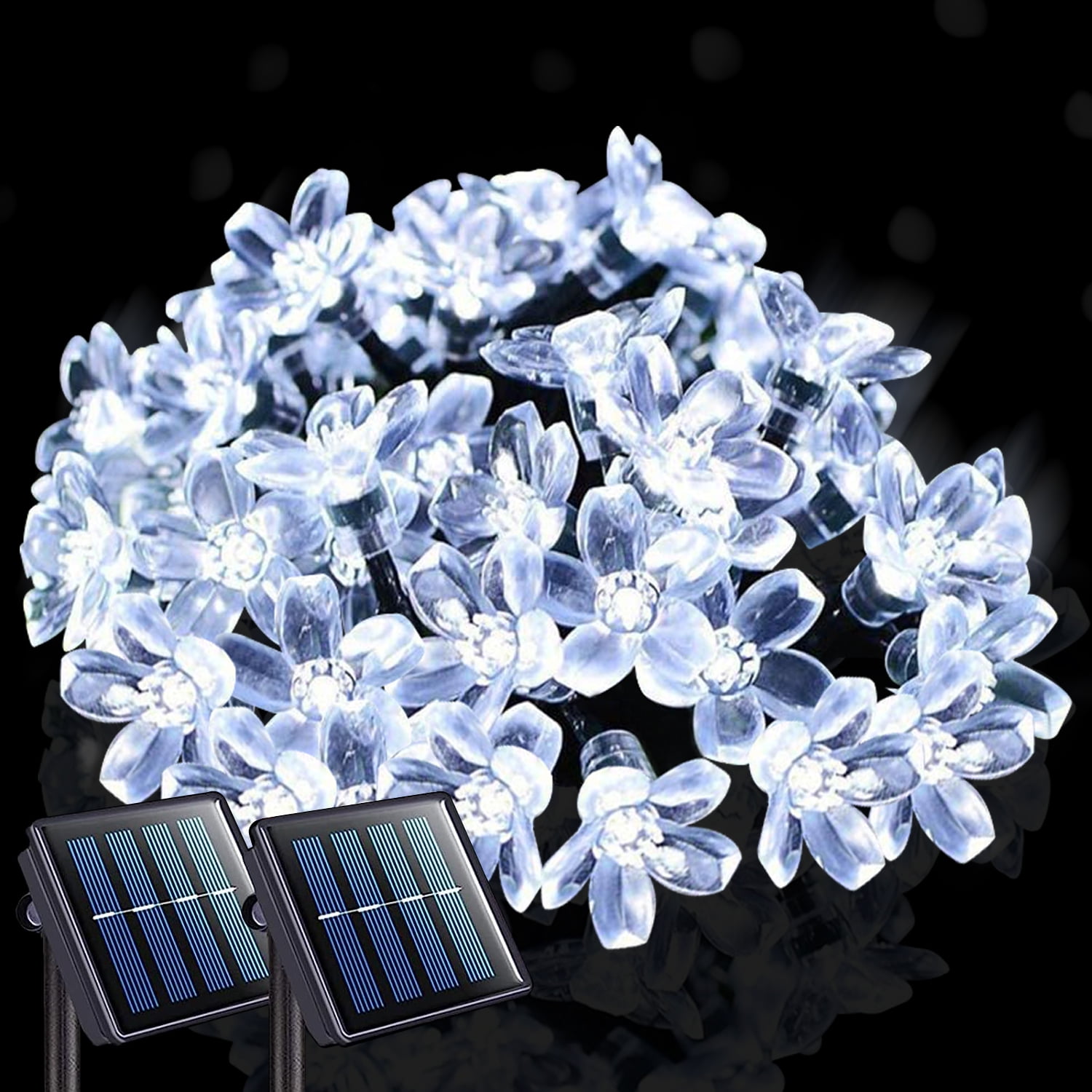 Solar Fairy Blossom Flower String Lights - 22.96ft 50 LED Cool White ...