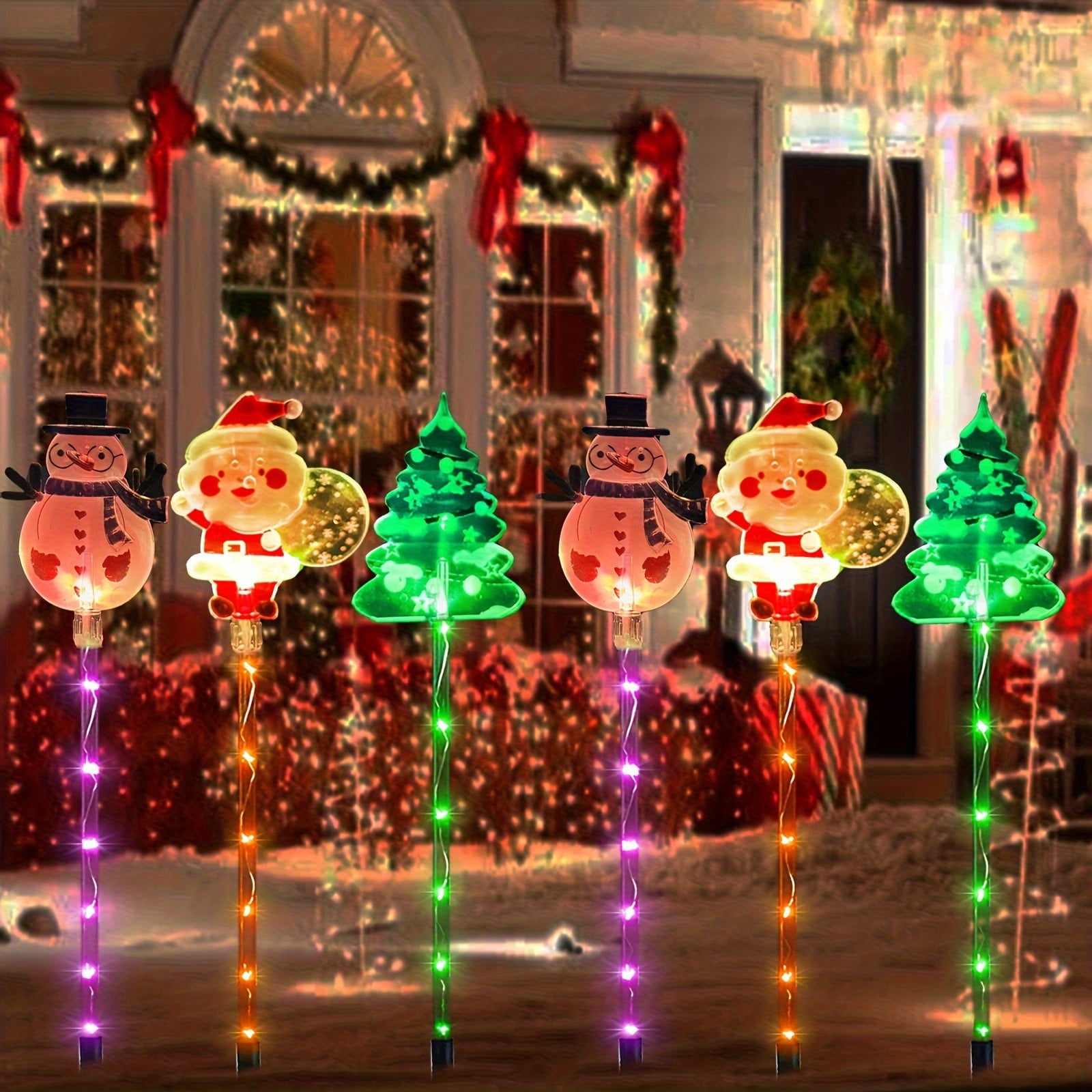 Christmas Solar Pathway Lights, 6-Pack LED Waterproof Solar Christmas ...
