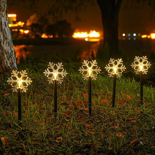 Christmas Solar Stake Lights Outdoor, Set of 5 Waterproof Solar Powered ...
