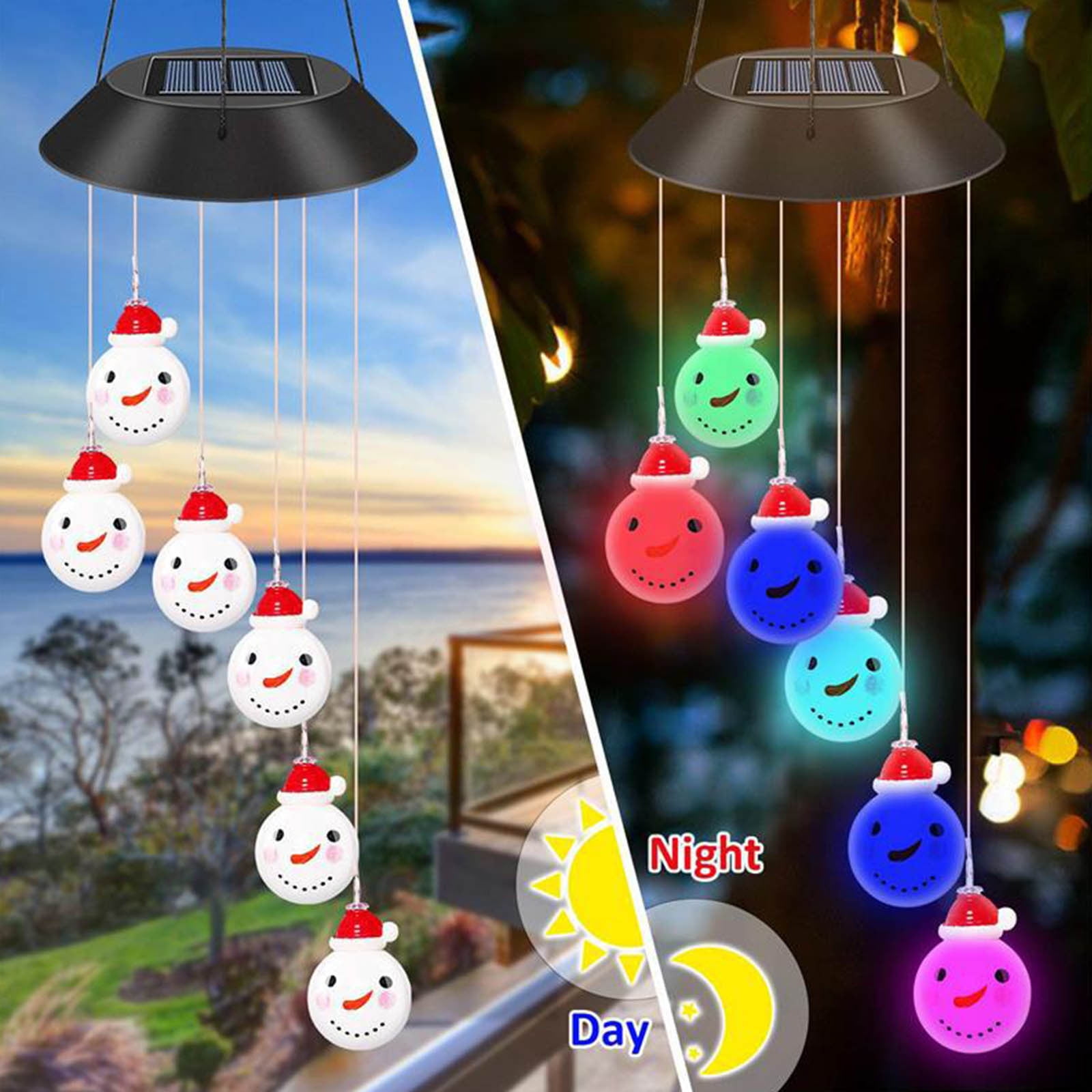 Christmas Solar Wind Chime Santa Claus Light Spinners Spiral String ...
