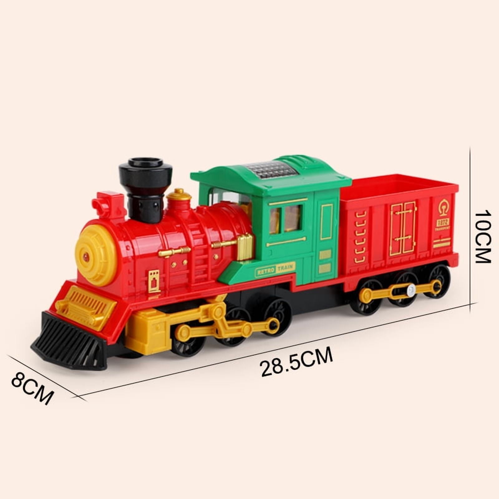 Christmas Sound and Light Steam Spray Train Model Electric Retro Car ...