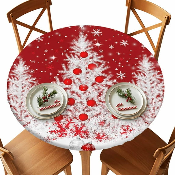 Christmas Sparkle Tree Fitted Round Tablecloths Elastic Edged Table ...