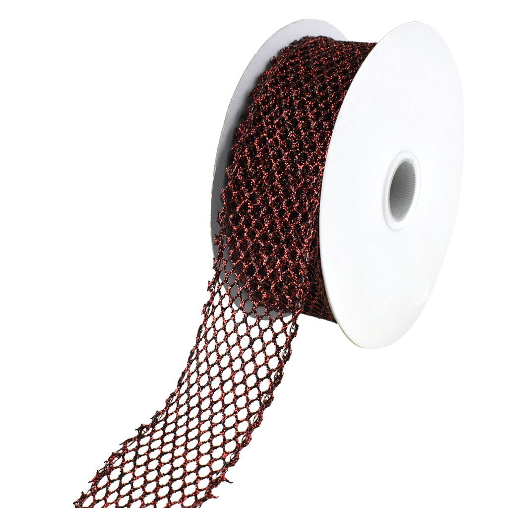 Christmas Sparkling Glitter Netting Wired Ribbon, 1-1/2-Inch, 10-Yard ...