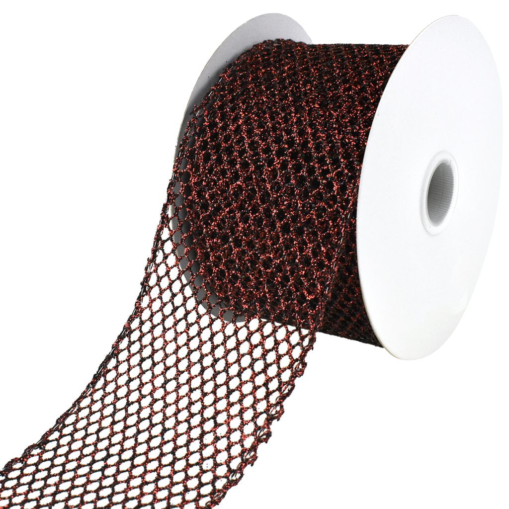 Christmas Sparkling Glitter Netting Wired Ribbon, 2-1/2-Inch, 10-Yard ...