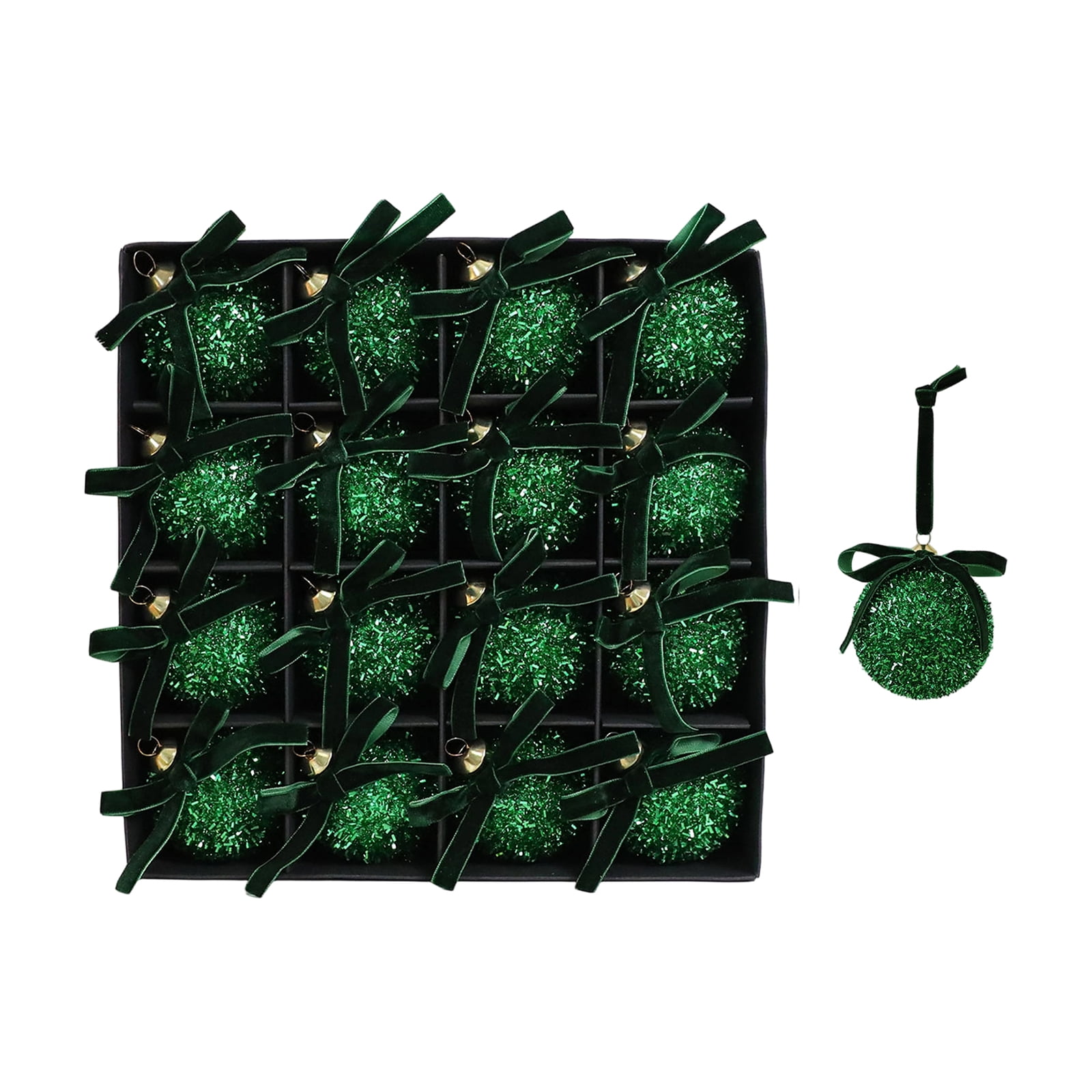 Christmas Spherical Ornaments With Bow Design, 16 Pieces Per Pack ...