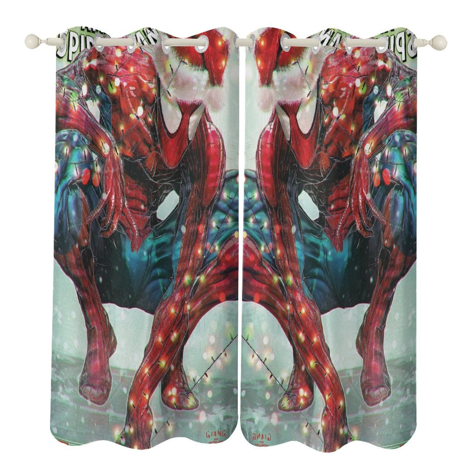 Christmas Spider-Man Kids Curtains 52 X 72 Inch,Cartoon Blackout ...