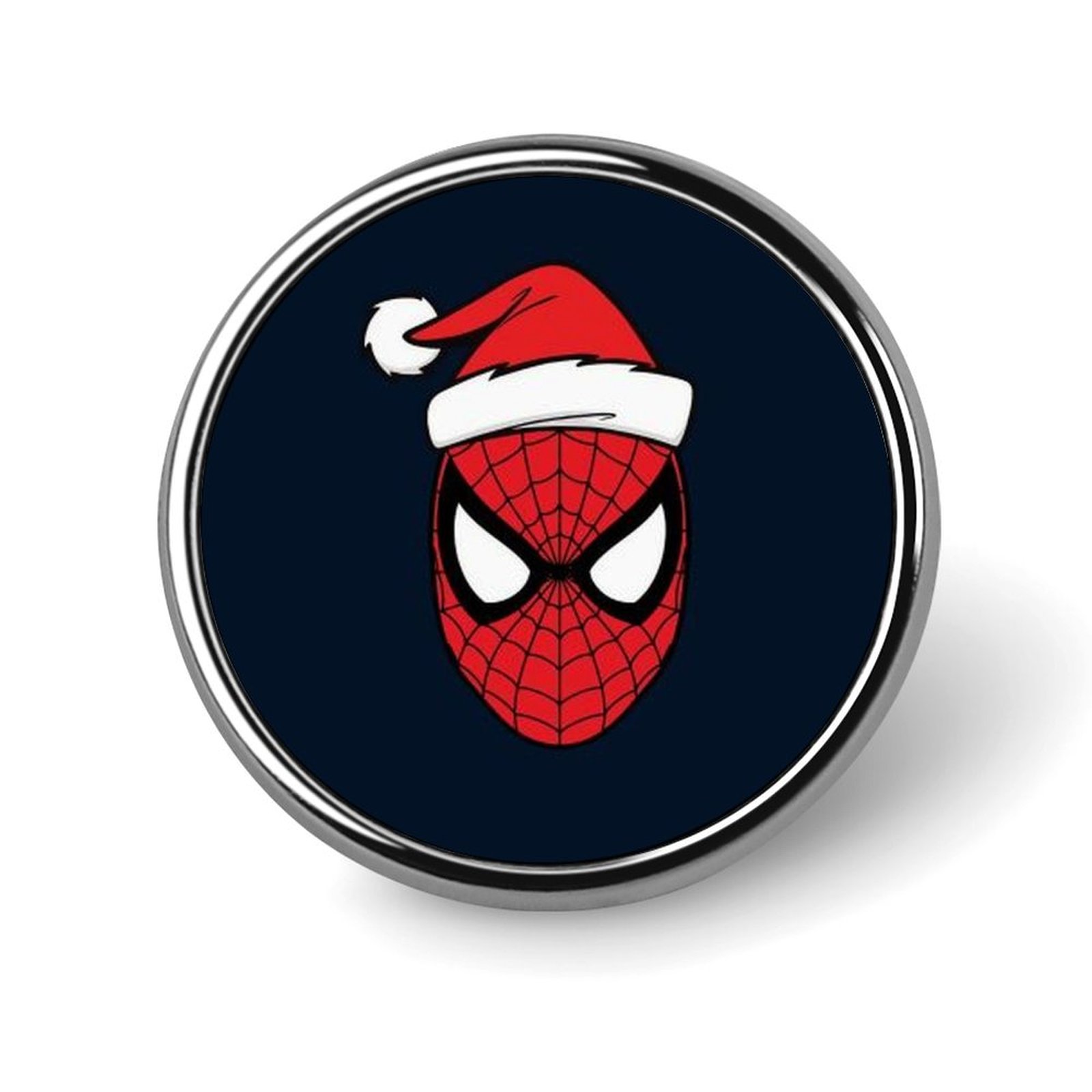Christmas Spider-Man Santa Hat Aluminium Alloy Round Badge Brooch Lapel ...
