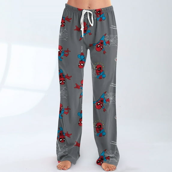 Christmas Spider-men Pajamas Pants Anime Fleece Double Elastic Fabric ...