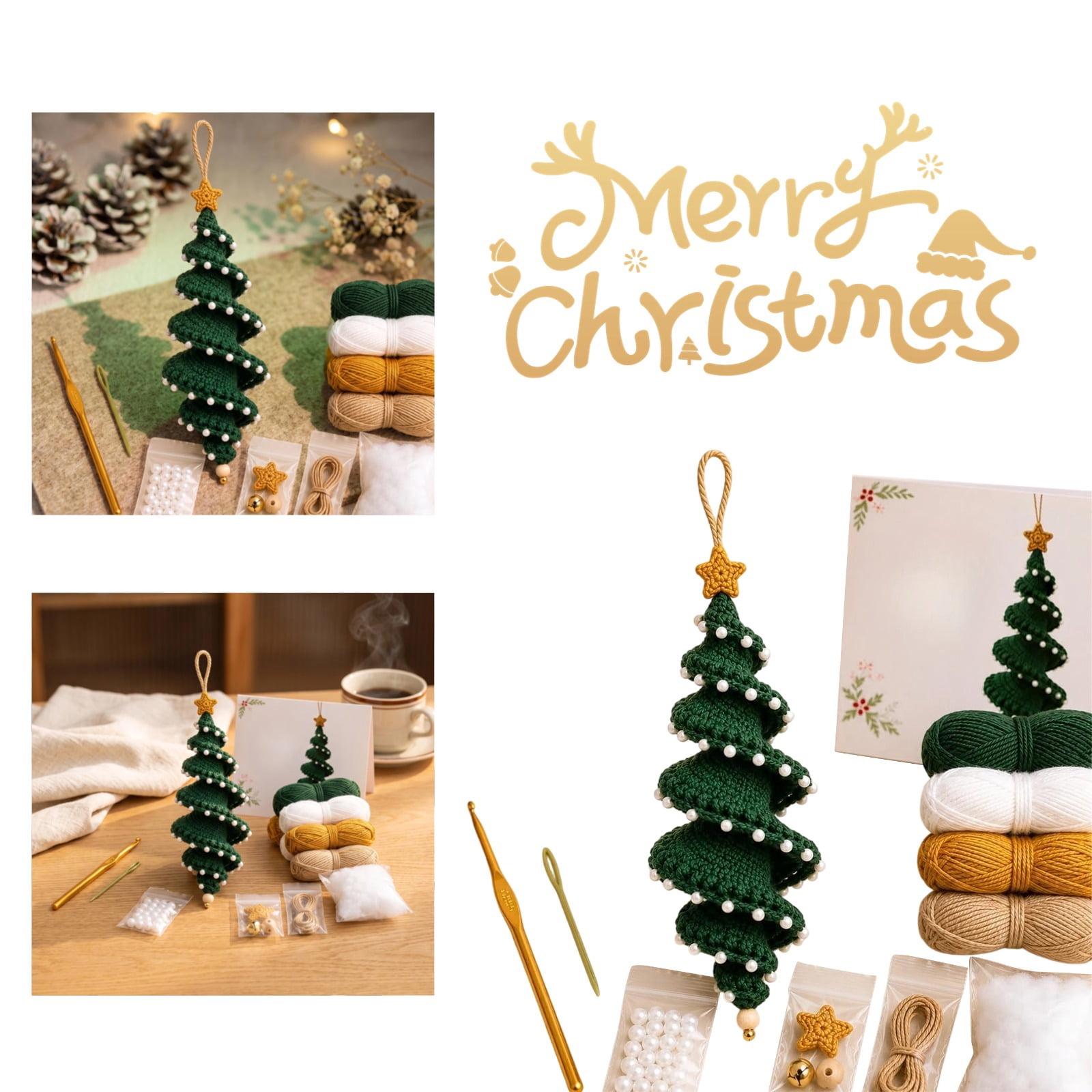 Christmas Spiral Twisted Tree Crochet DIY Material Pack, Handmade ...