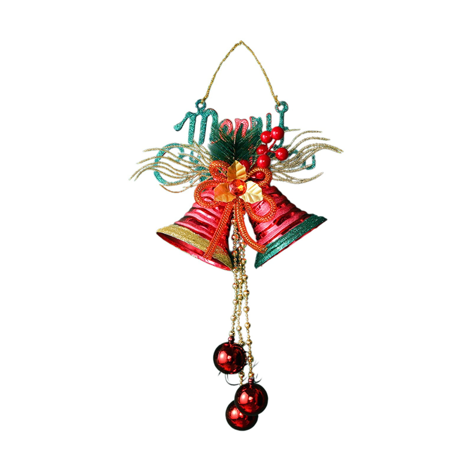 Christmas Spirit Bells Red Santa Ornament PVC Hanging Tree Decor ...