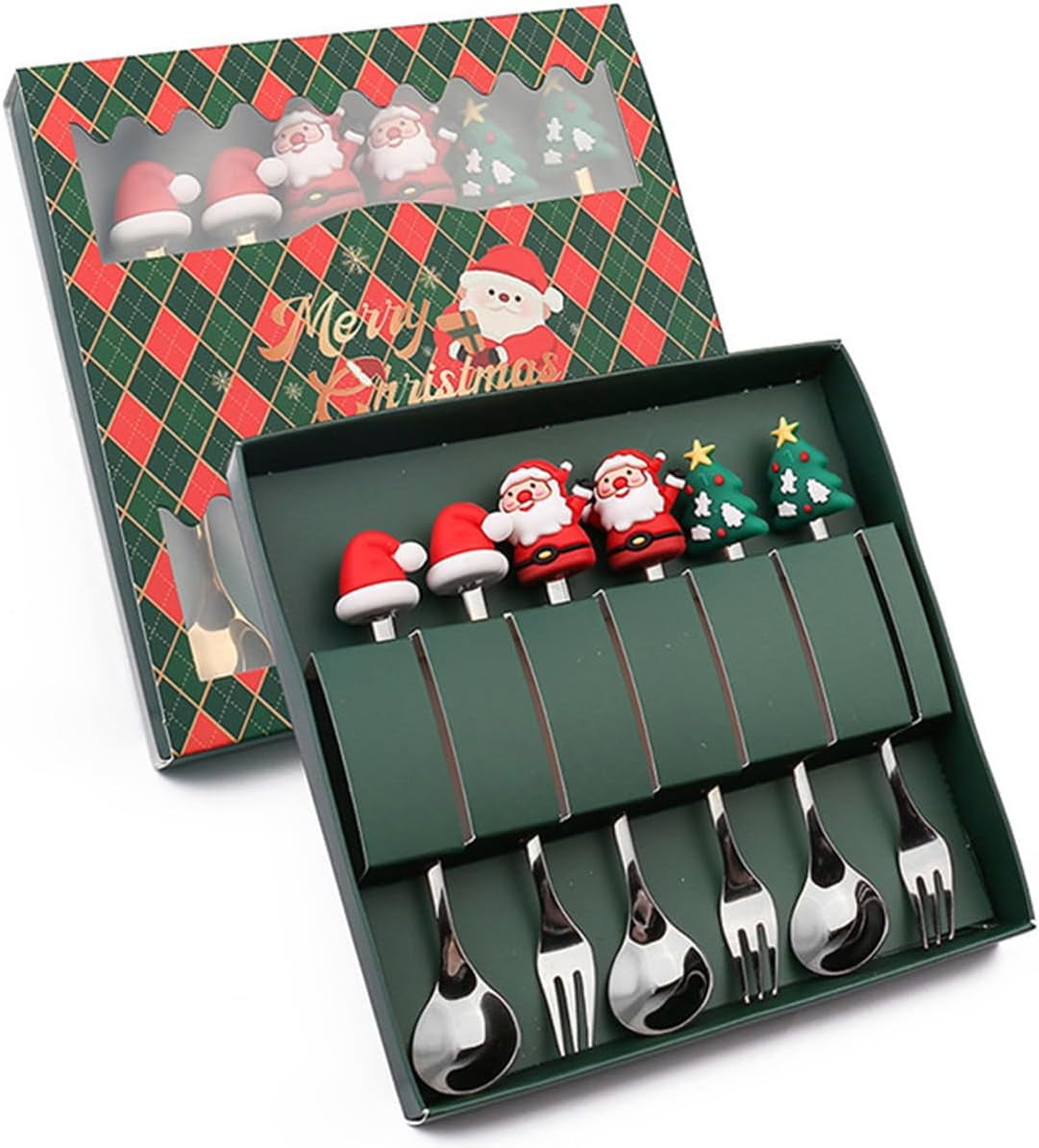 Christmas Spoon Set, Boriyuan 6 Pieces Stainless Steel Christmas Spoons ...