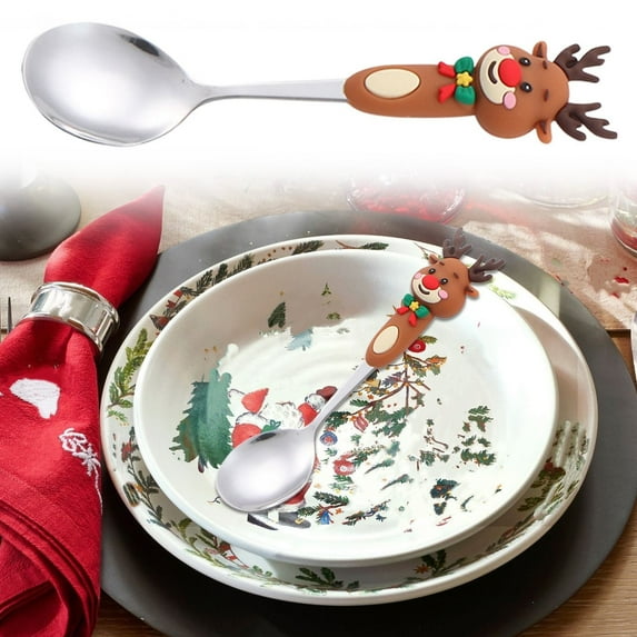 Christmas Spoon Set Stainless: Xmas Mixing Spoons Silver for Dinner ...