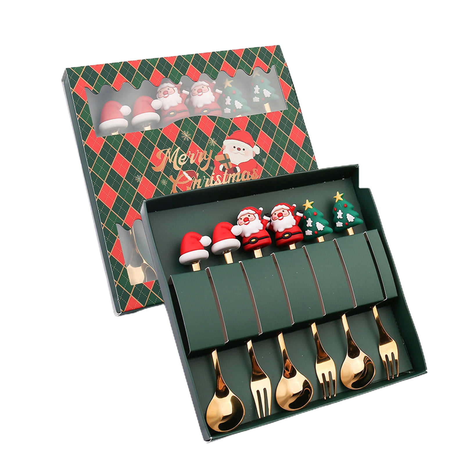 Christmas Spoon Tableware Set - Xmas Style Head, Stainless Steel ...