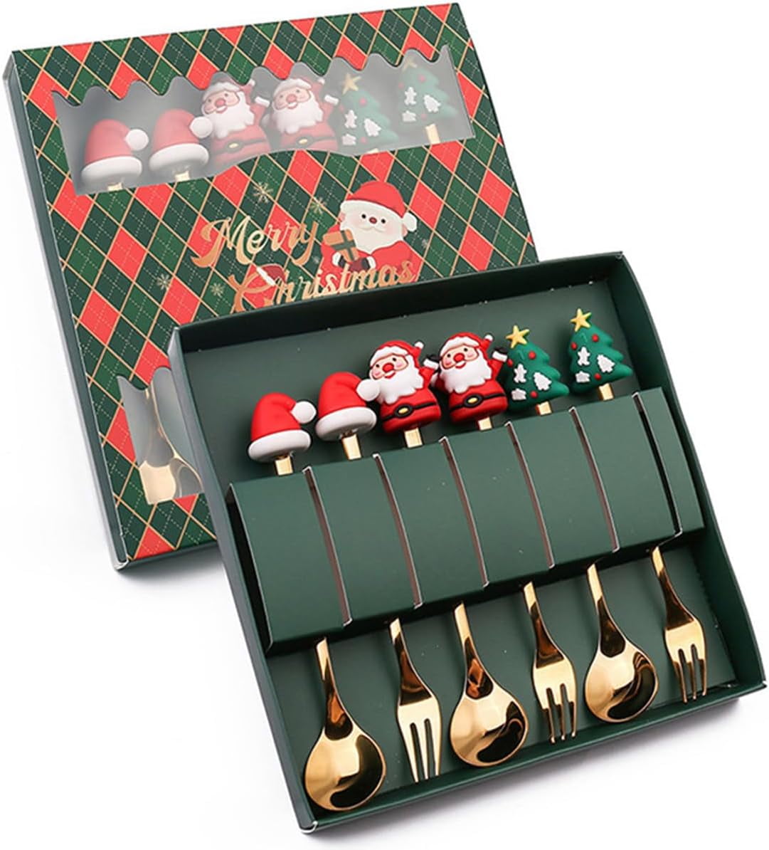 Christmas Spoons Forks Set, Boriyuan Stainless Steel Dessert Spoons ...