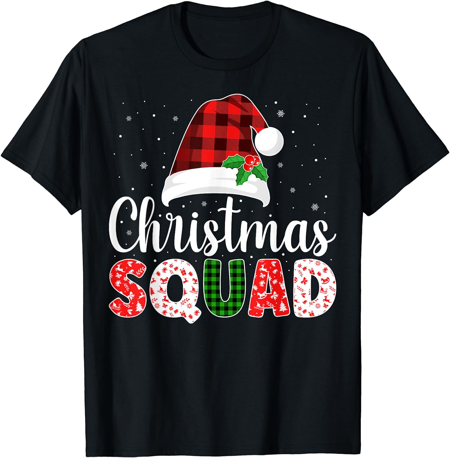 Christmas Squad Family Group Matching Red Plaid Santa Pajama T-Shirt ...
