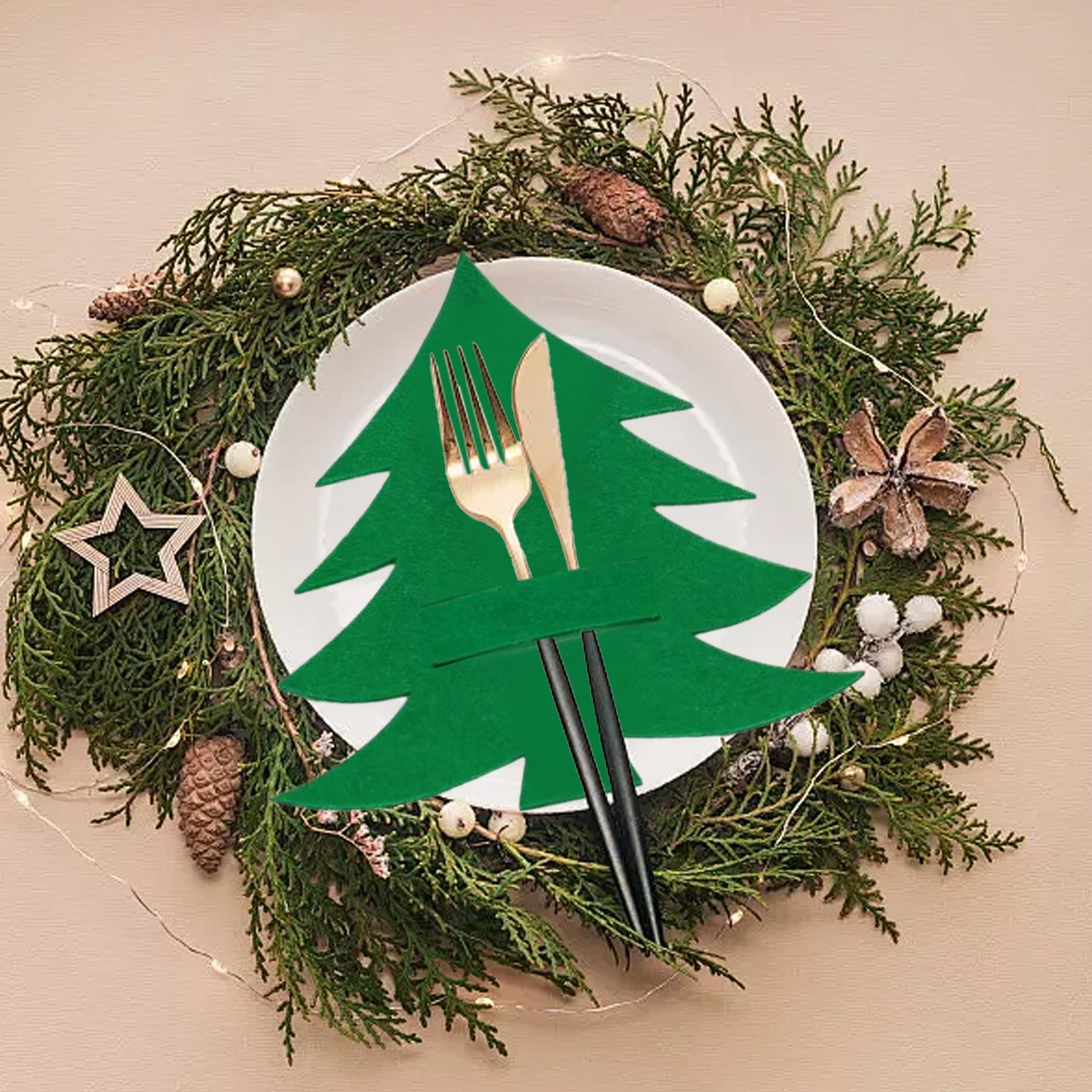 Christmas Square Cutlery Holder Bag Red Felt Holiday Knife Fork ...