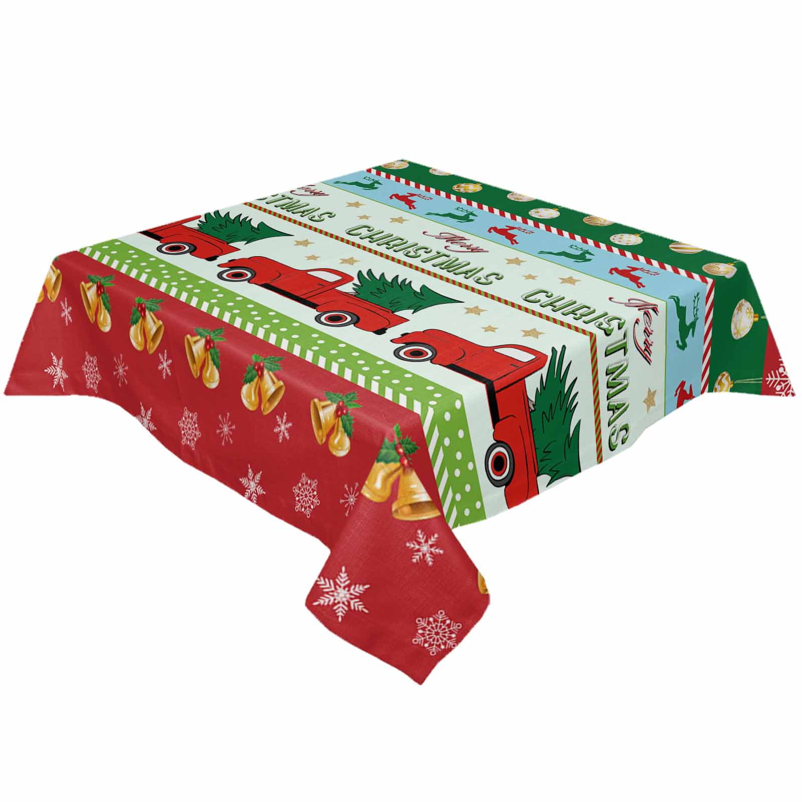 Christmas Square/Round Tablecloths 52x52,Red Car Deer Letter Snowflake ...